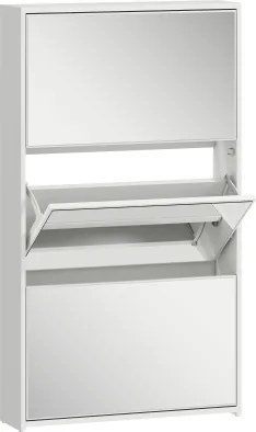 HOMCOM zrcadlová skříňka na boty se 3 sklápěcími zásuvkami pro 9 párů bot, ze dřeva, 65x17x114,5 cm, bílá