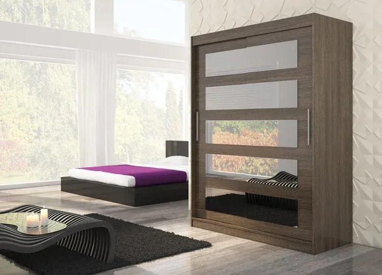 Skříň posuvná se zrcadlem MURANI 150 choco