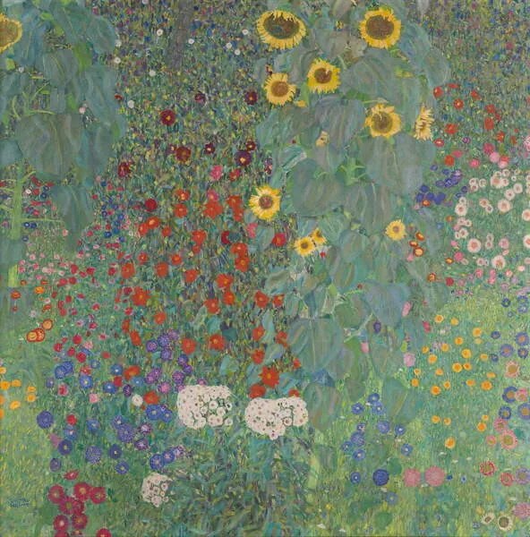 Klimt, Gustav - Obrazová reprodukce Farm Garden with Sunflowers, 1905-06, (40 x 40 cm)