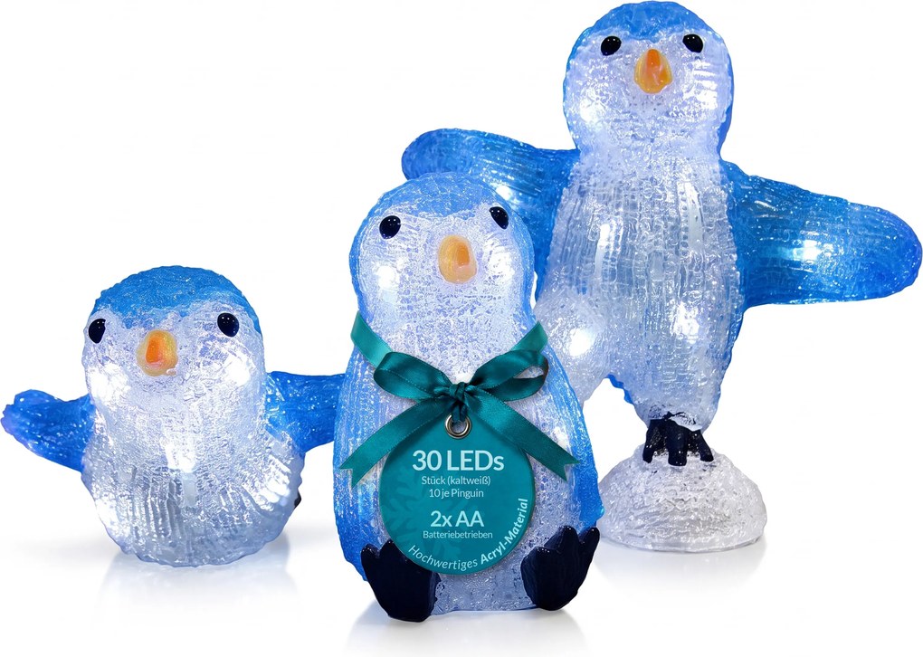 LED akryl figurky Vánoce tučňák-rodina