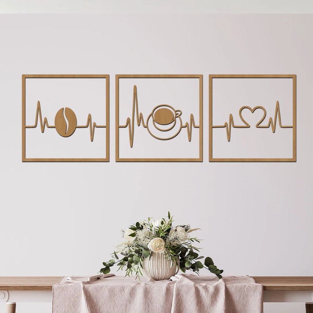 dřevo života Dřevěný obraz Káva je prostě láska Zvolte barvu dekoru: Černá, Rozměry šxv (cm): 240x80