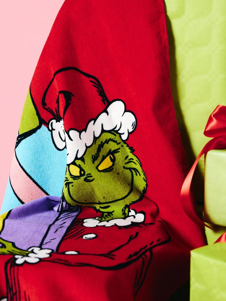 Sinsay - Dětská bavlněná osuška s vánočním potiskem Grinch - červená