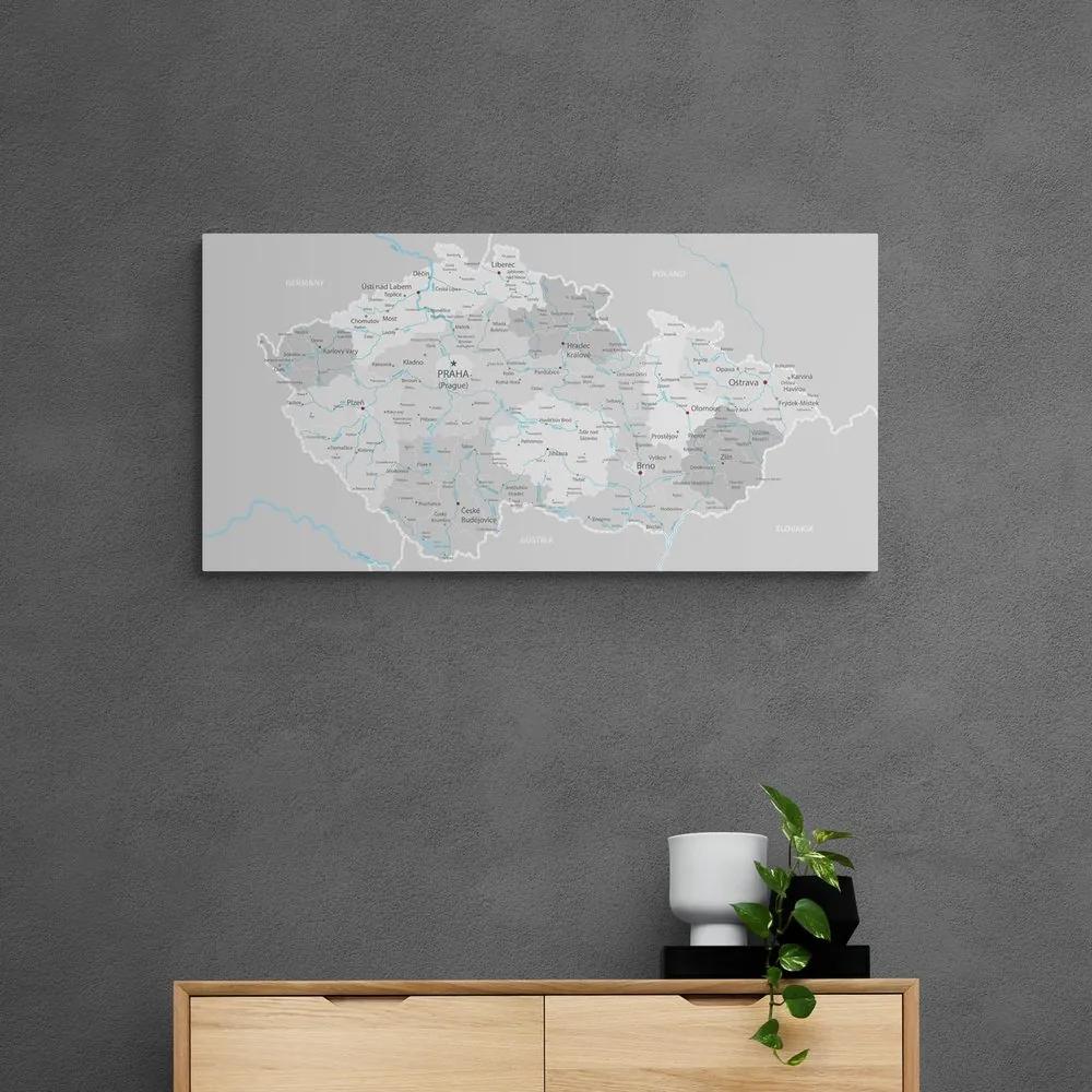 Obraz na korku šedá mapa Česka s kontrastem
