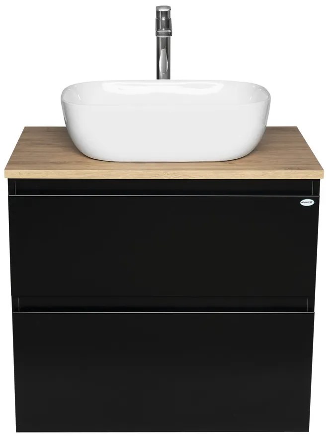 Aqualine Altair koupelnová skříňka 68 x 61,8 x 45,2 cm pod umyvadlo s deskou černá mat dub emporio AI670-01