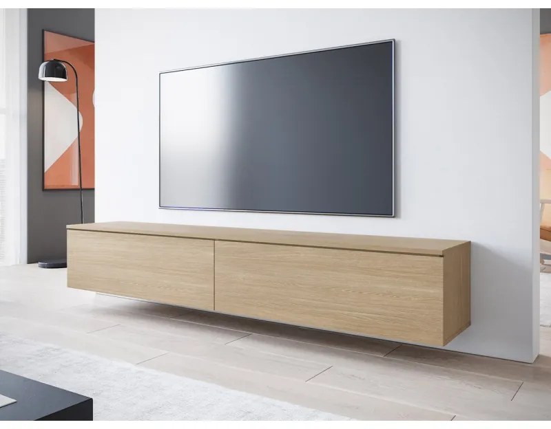 TV stolek Dlone 180, Barva: bílá / bílý lesk, Osvětlení: osvětlení LED - bílé