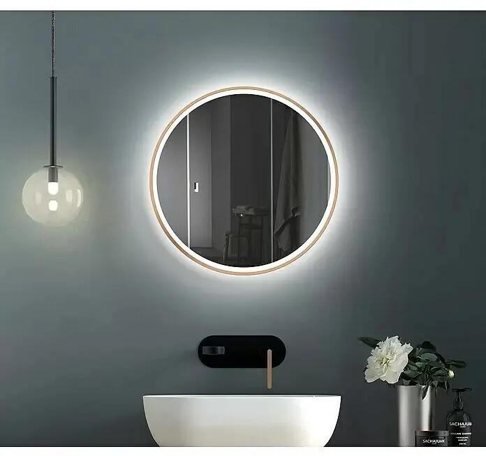 DSK Design Kulaté zrcadlo s LED osvětlením DSK Desire / Ø 55 cm / 15 W / hliník / měděná