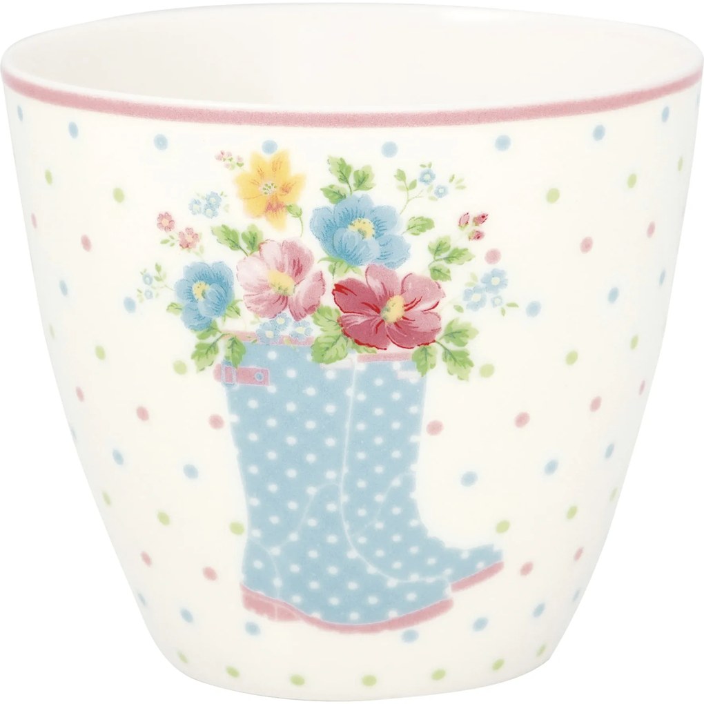 GREEN GATE Latte cup Josefina Summer White 300 ml, modrá barva, porcelán 300ml