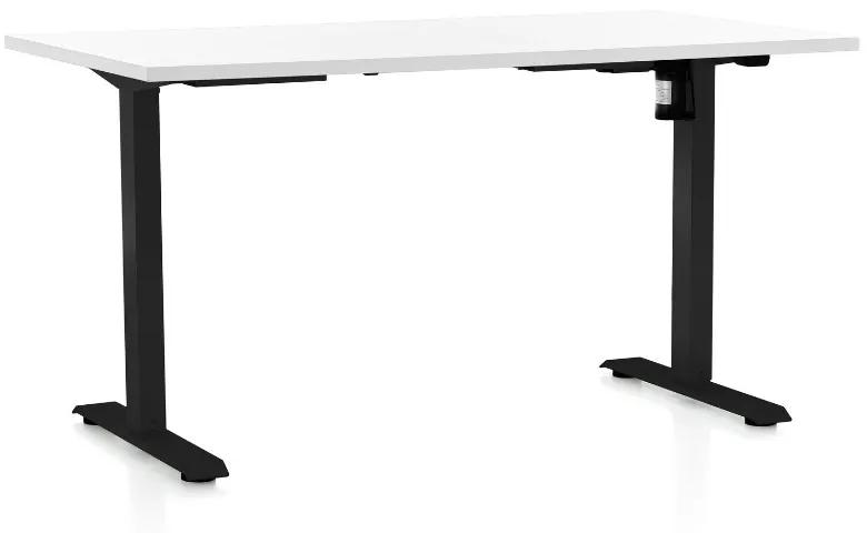 Výškově nastavitelný stůl OfficeTech A, 120 x 80 cm, černá podnož, bílá