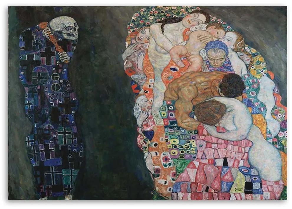 Obraz na plátně REPRODUKCE Život a smrt - Klimt, - 60x40 cm