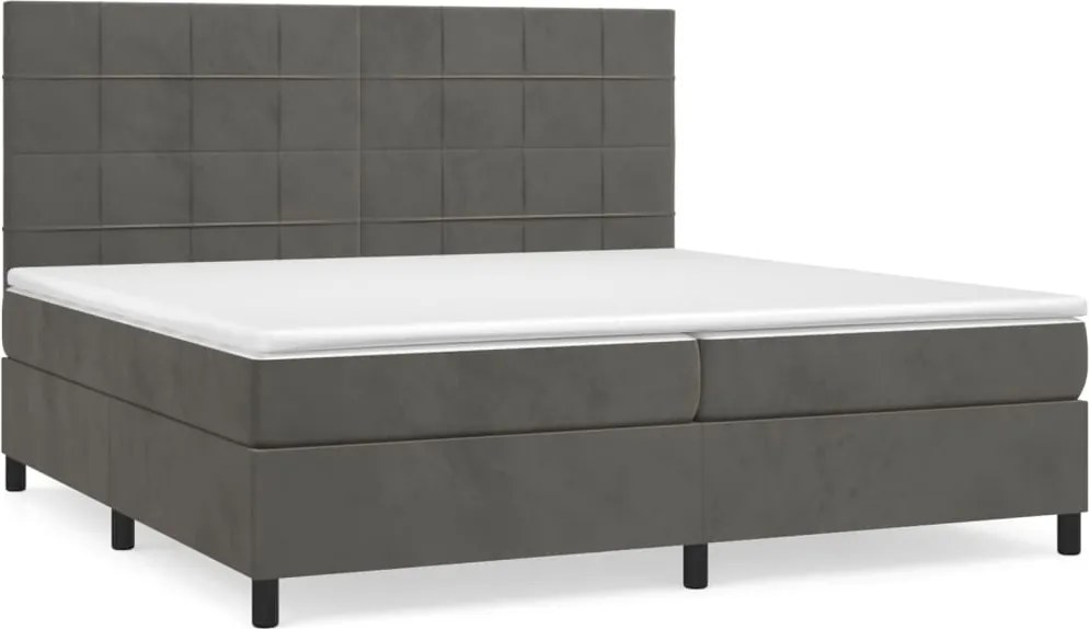 Box spring postel s matrací tmavě šedá 200x200 cm samet 3143044