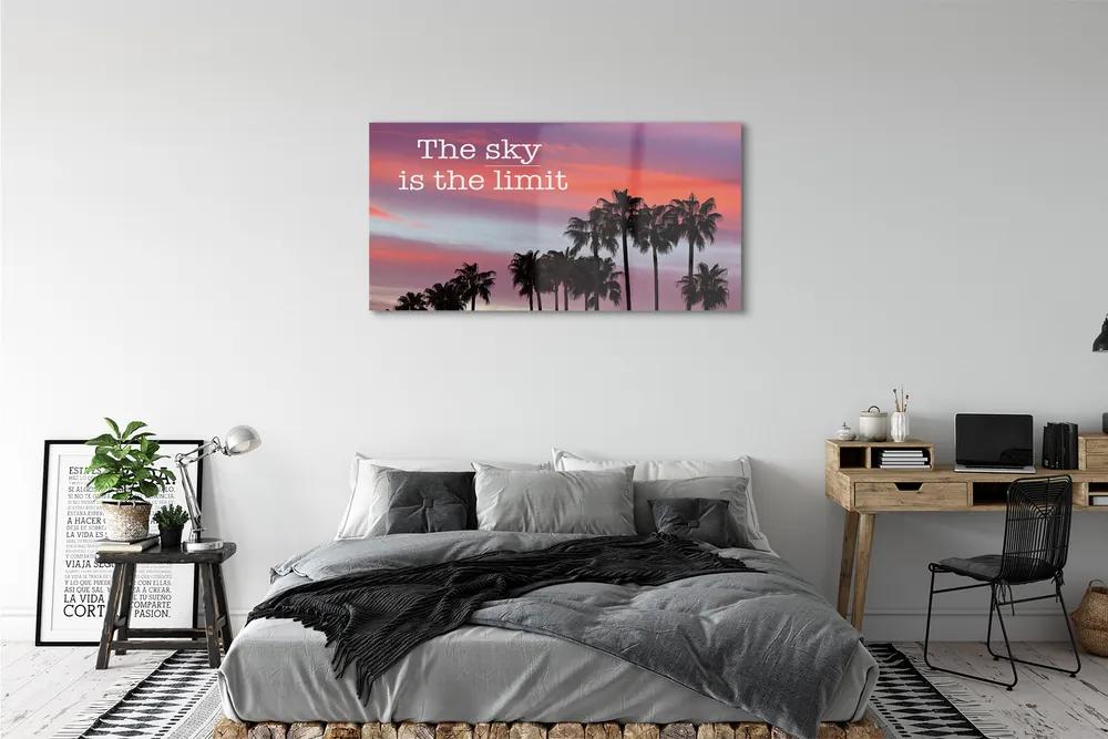 akrylový obraz Palm západu slunce 125x50 cm