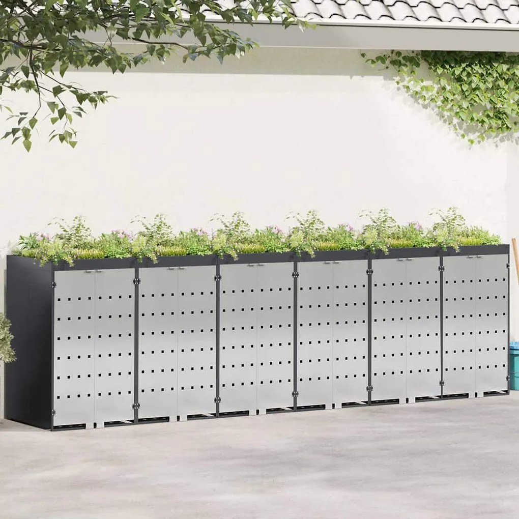 Úložný box na 3 popelnice Nerezová ocel Antracit 3394787