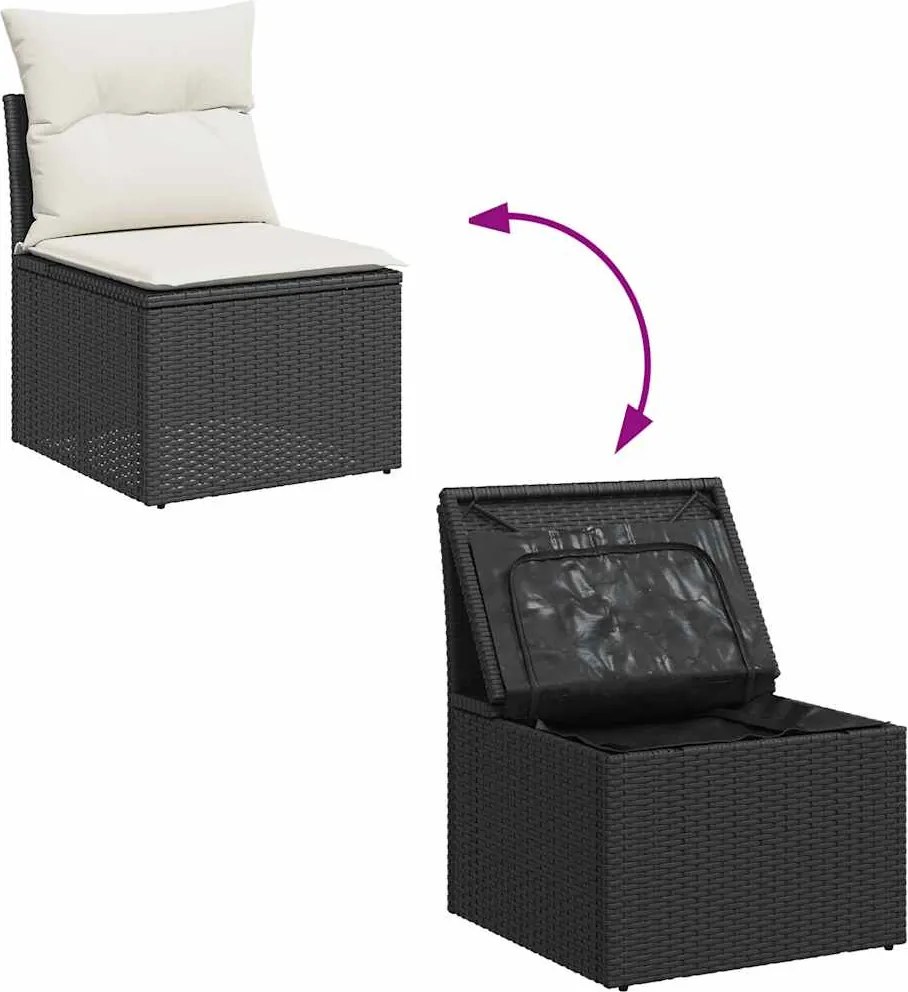 9dílná zahradní sedací souprava s poduškami černá polyratan 3325773