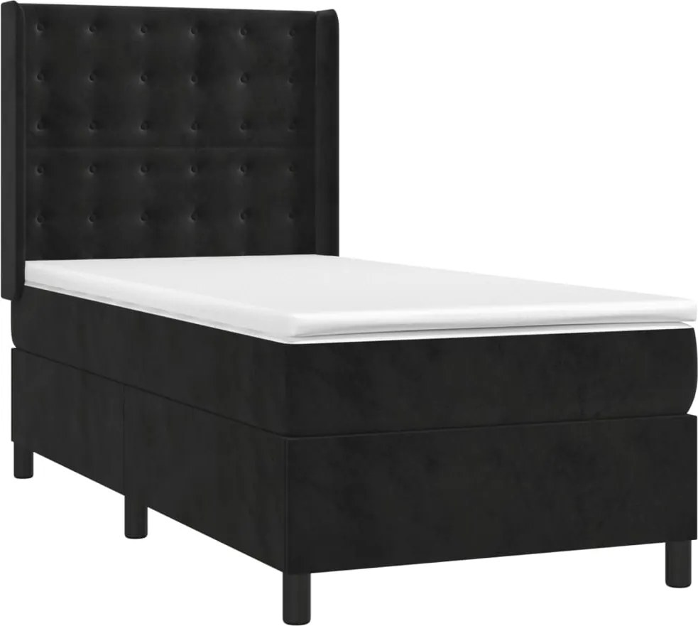 Box spring postel s matrací a LED černá 90x190 cm samet 3139777