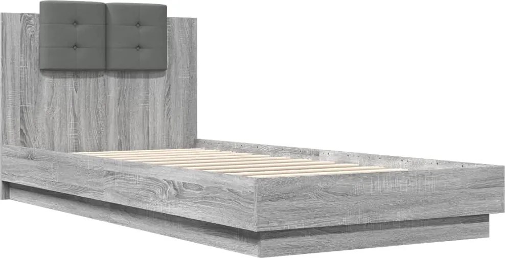 Rám postele s čelem šedý sonoma 100 x 200 cm kompozitní dřevo 3209938