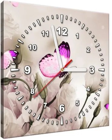 Tištěný obraz s hodinami Motýlí ráj 30x30cm ZP1242A_1AI