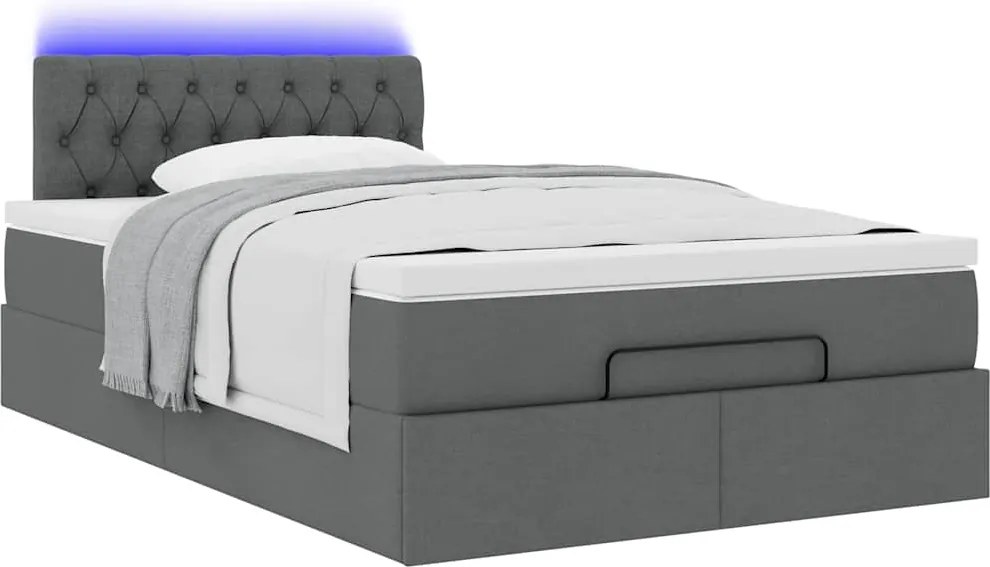 Osmanská postel s matrací & LED tmavě šedá 120x190 cm látka 3312375