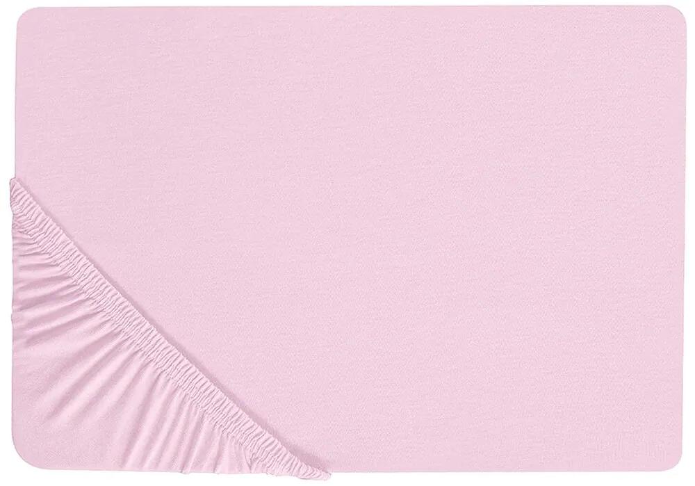 Bavlněné prostěradlo 180 x 200 cm růžové JANBU Beliani