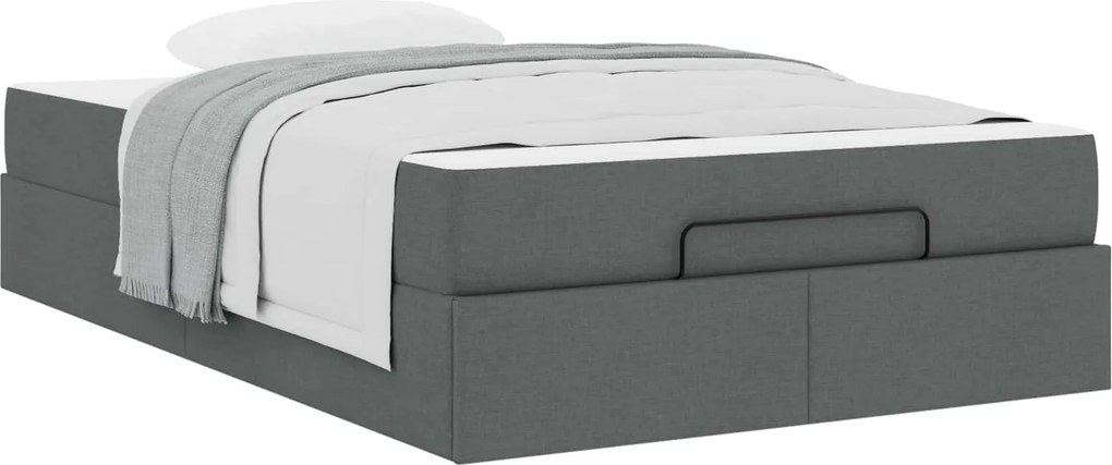 Rám postele s matrací 2 ks Tmavě Šedá textil 3399481