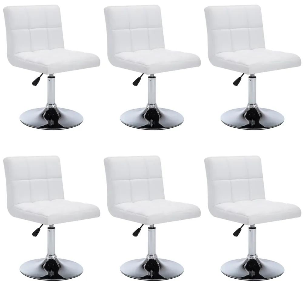 275544 vidaXL Otočné jídelní židle z umělé kůže 6 ks 50 x 43 x 85 cm bílé