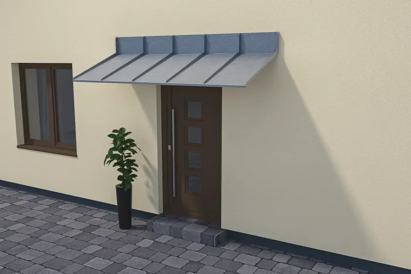 Kovová stříška nad dveře RainBlock 248 x 95 cm ✔ Hmoždinky Fischer (20 ks) – plná zeď, beton ✔ Barva vlastního výběru + pozink
