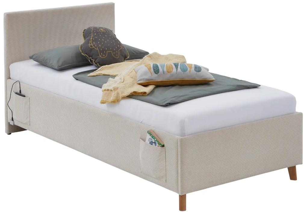 OnaDnes -20% Béžová manšestrová postel Meise Möbel Cool 90 x 200 cm