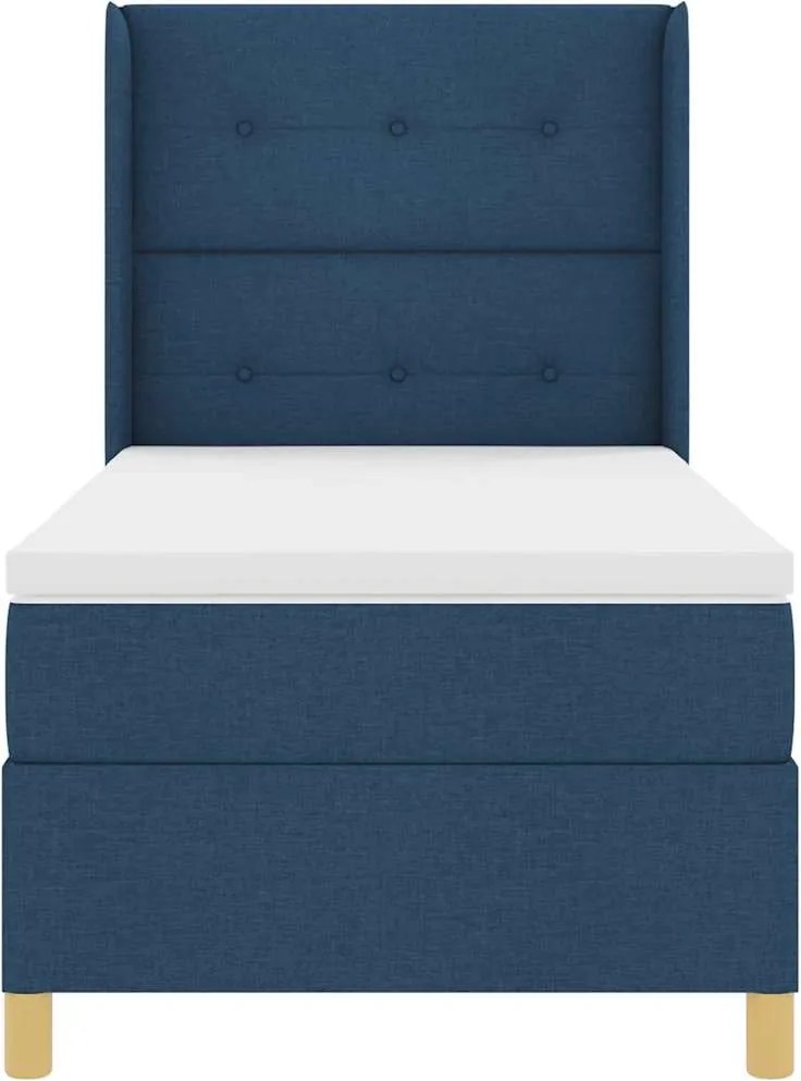 Postel s boxspringem s čelo Modrá 100 x 200 cm textil 3341825