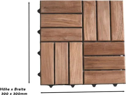 Dlaždice z teakového dřeva, 2m², 30 x 30 x 2 cm