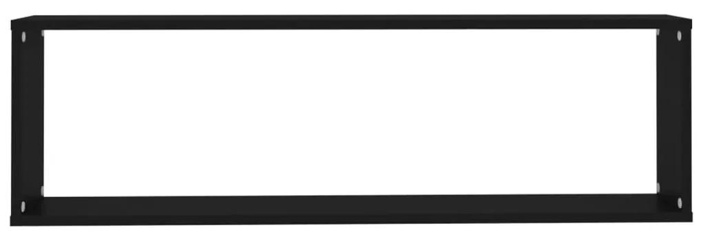 Nástěnné obdélníkové police 4 ks černé 100x15x30 cm dřevotříska - Default Title