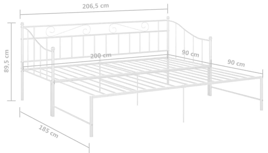 Rám vysouvací postele/pohovky bílý kov 90 x 200 cm,  324777