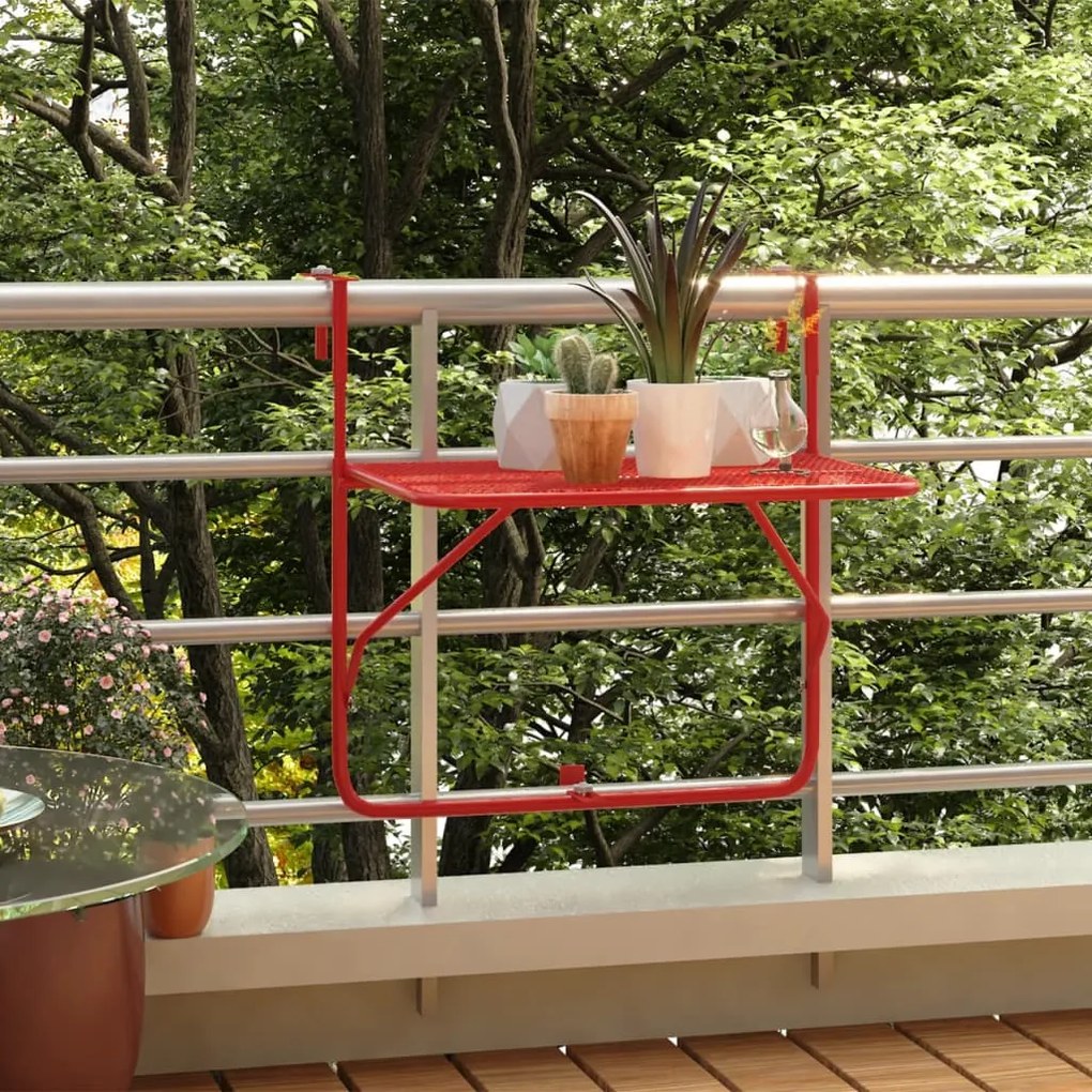 Balkonový stolek červený 60 x 40 cm ocel - Default Title
