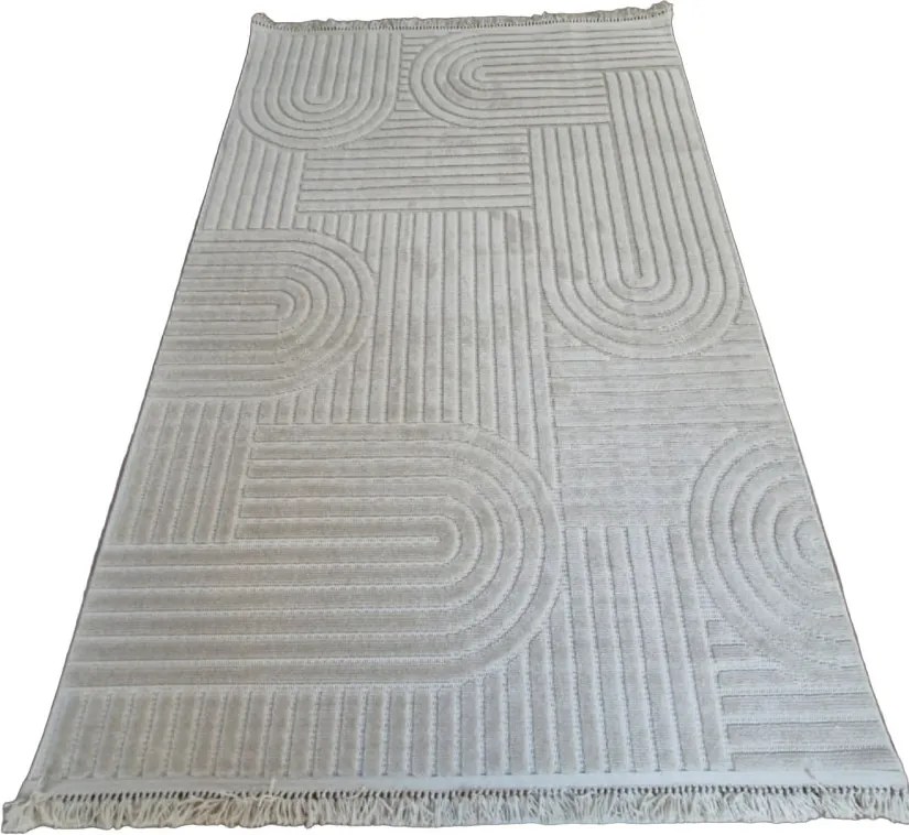 HU Moderní béžový koberec TWIST BEIGE 31368A Rozměr: 60x100 cm