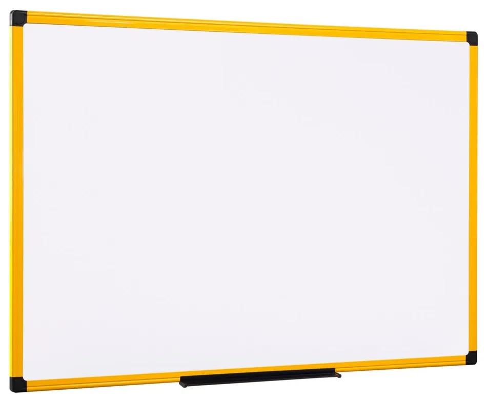 Bi-Office Bílá popisovací tabule na zeď, magnetická, žlutý rám, 1200 x 900 mm