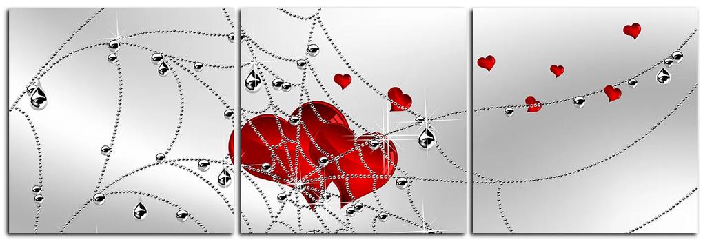 Obraz na plátně - Srdce v stříbrné pavučině - panoráma 578B (150x50 cm)
