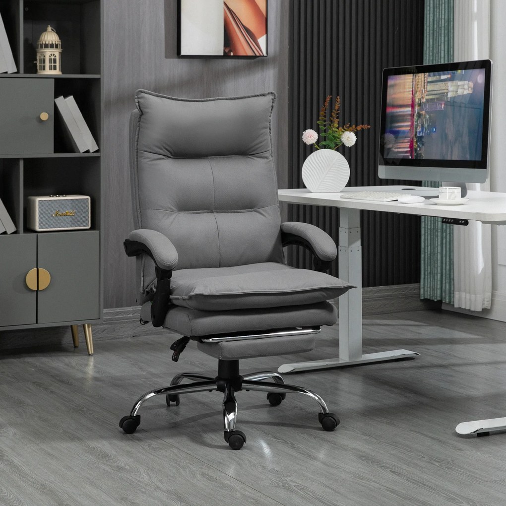 Kancelářská židle Vinsetto s masážní funkcí, výškově nastavitelná kancelářská židle, ergonomická židle k PC v tmavě šedé barvě pro pohodlí v kanceláři