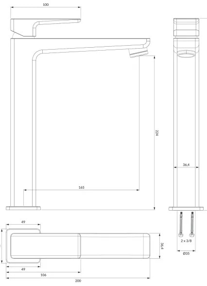 OMNIRES PM7412BL - Umyvadlová baterie PARMA 27,3 cm matná černá