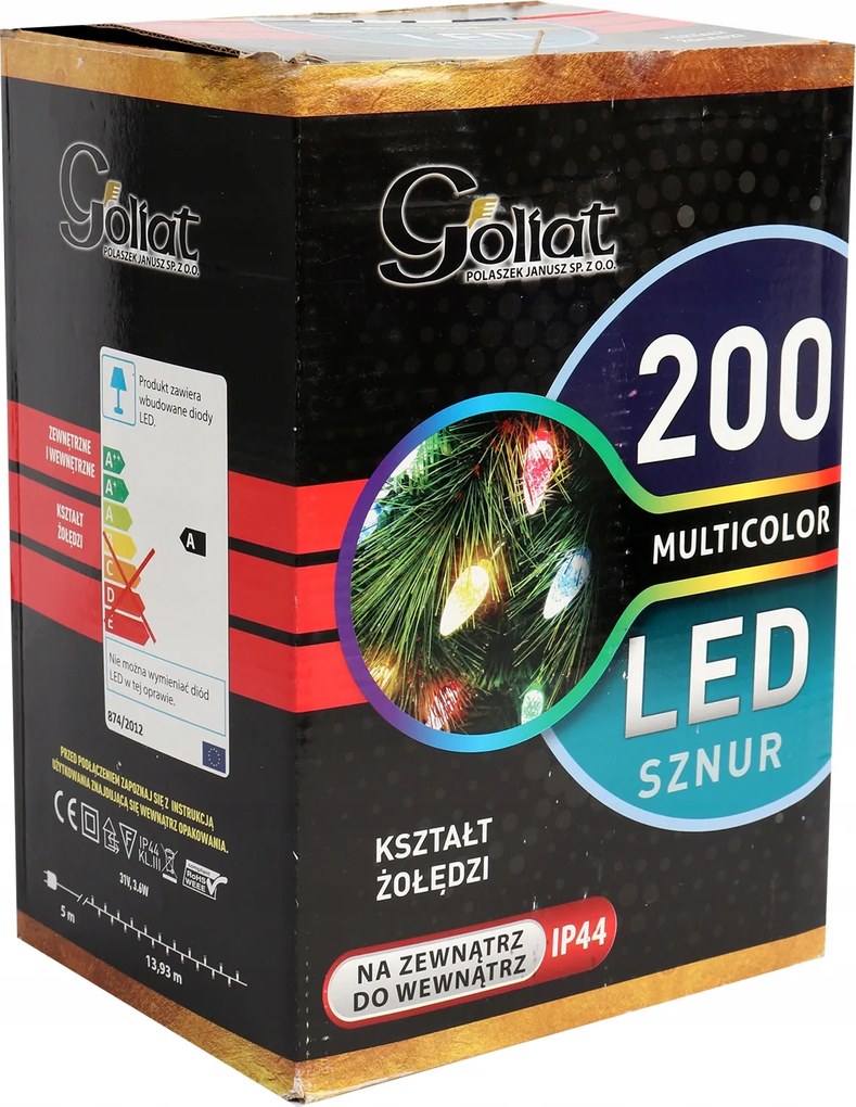 Vánoční Osvětlení Na Stromeček 200LED Multicolor Žaludy