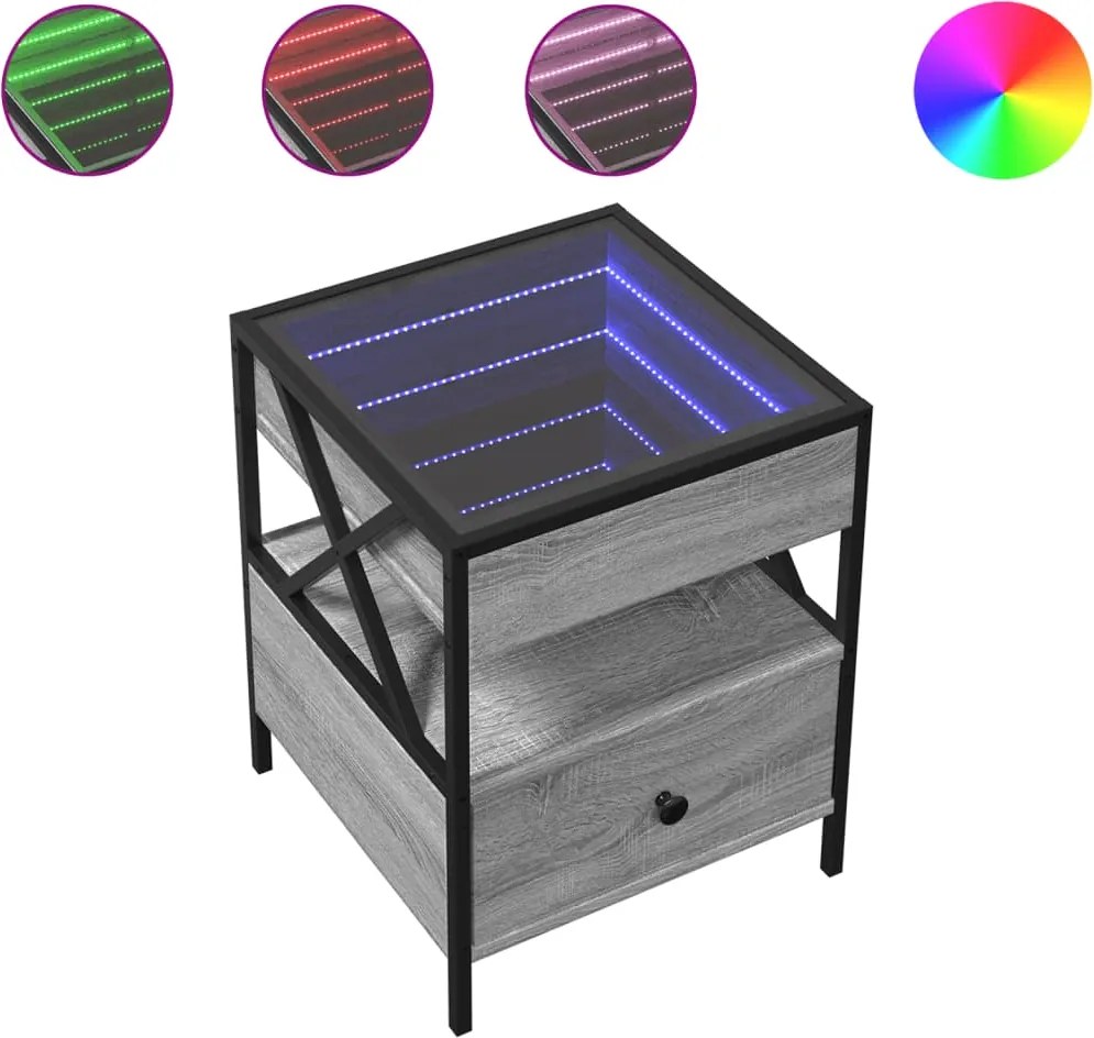Noční stolek s Infinity LED šedý sonoma 40 x 40 x 51 cm 3284104
