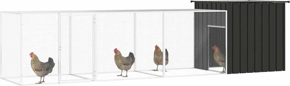 Klec pro kuřata antracitová 400 x 91 x 100 cm pozinkovaná ocel 3106453