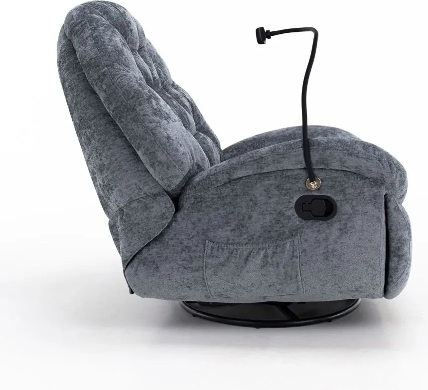 Luxusní otočné křeslo, houpací, šedá, DELMOR