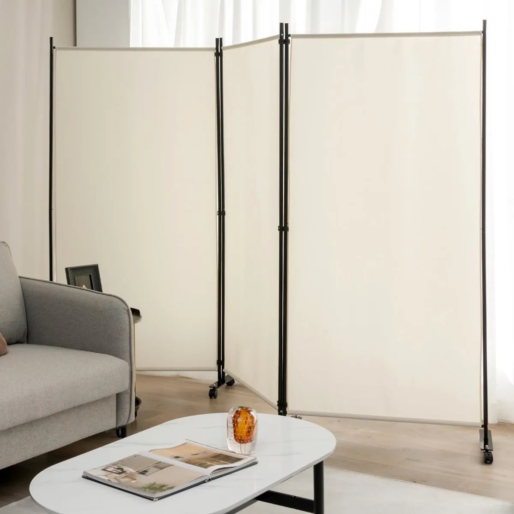 Costway 180 cm dělicí příčka na kolečkách Skládací zástěna s 3 volně
