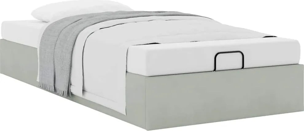 Osmanský rám postele bez matrace světle šedá 90x200 cm samet 3310937