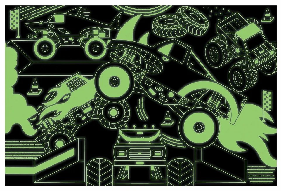 Mudpuppy Puzzle Monster Trucks - svítí ve tmě 100 dílků