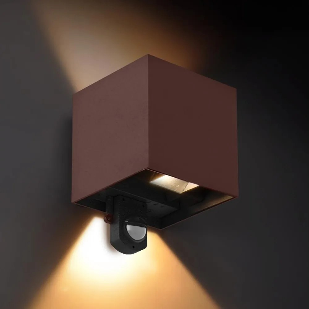 Brilagi - LED Venkovní nástěnné svítidlo se senzorem CUBE LED/6W/230V hnědá IP65