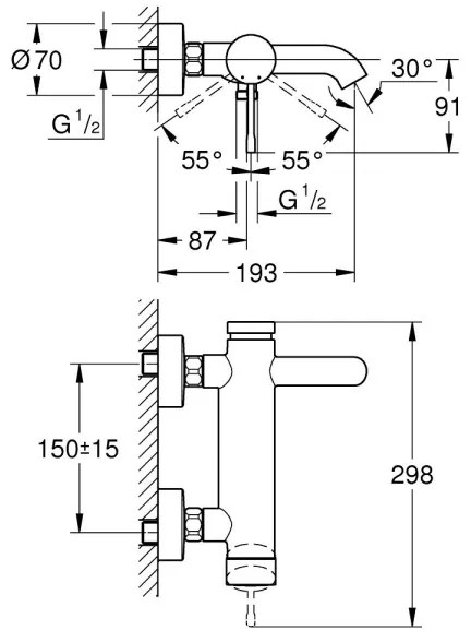GROHE 33624AL1 - Vanová baterie ESSENCE 193 mm grafit