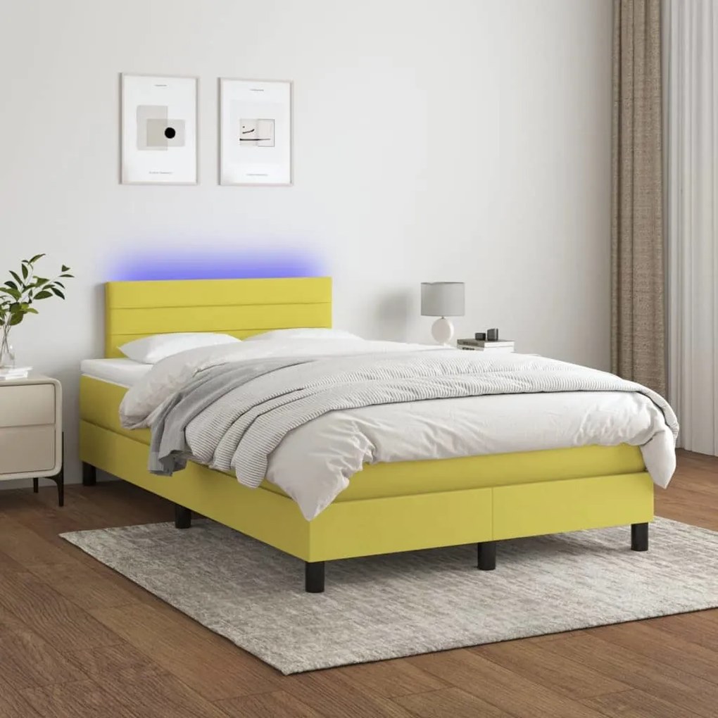 vidaXL Box spring postel s matrací a LED 120 x 200 cm textil [3133222] Barva: krémová
