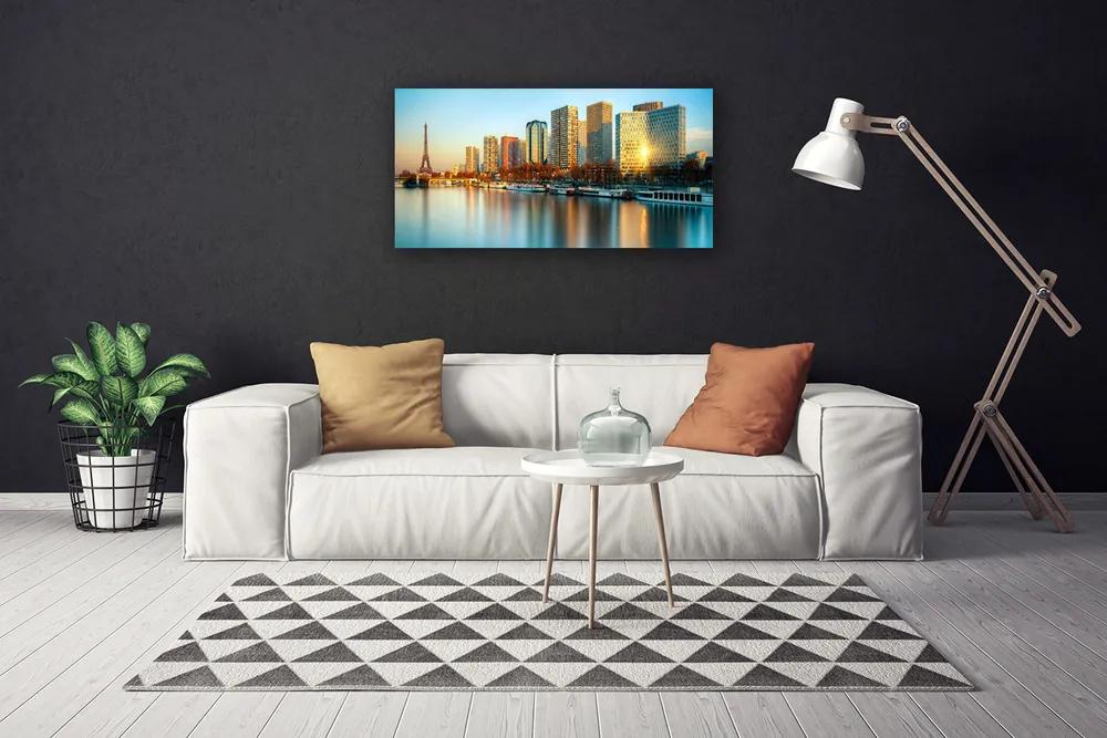 Obraz na plátně Město Moře Domy Paříž 100x50 cm
