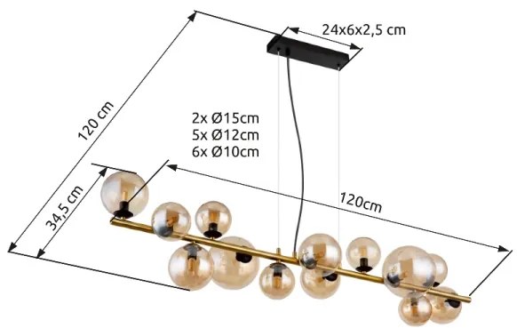Globo 56135-13H - LED Lustr na lanku RIHA 13xG9/3,5W/230V mosaz