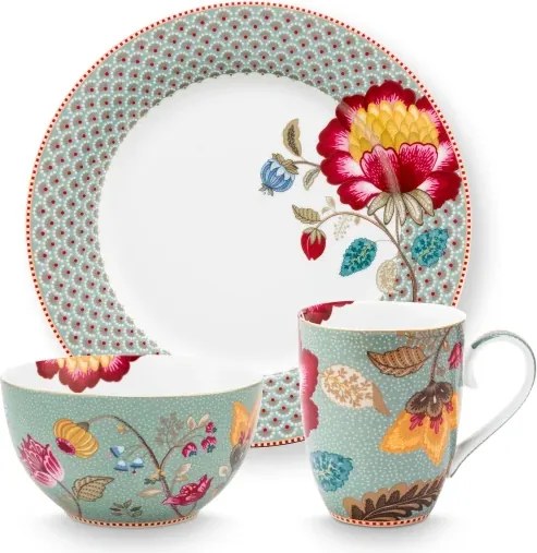 Pip Studio Blooming Tales snídaňová sada, modrá (Porcelánová snídaňová sada)