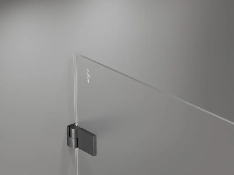 Mexen Lunar-B, výklopný sprchový kout pravý 70 x 70 cm, 8mm čiré sklo, profil grafit broušený, 832-070-070-66-00-P